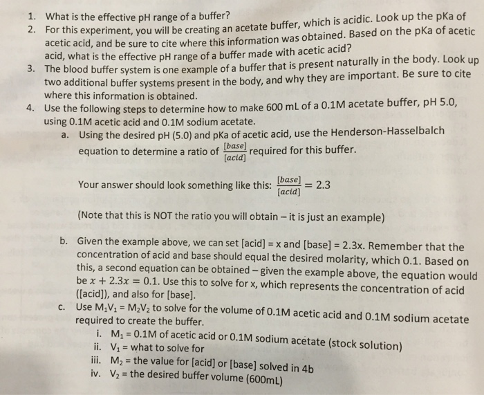 Solved What is the effective pH range of a buffer? For this | Chegg.com