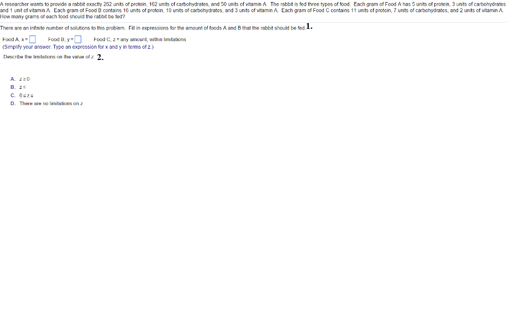 Solved A researcher wants to provide a rabbit exactly 262 | Chegg.com