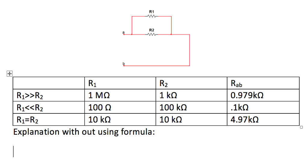 Solved R1 R2 R1 1 MQ 100 10 kΩ R2 Rab | 100 kΩ 10 kΩ R1=R2 | Chegg.com