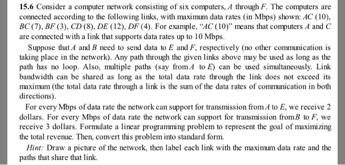Solved 15.6 Consider a computer network consisting of six | Chegg.com