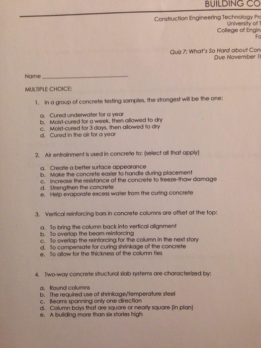 Solved 1. In a group of concrete testing samples, the | Chegg.com