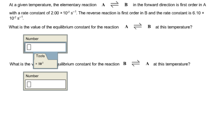 Solved At a given temperature, the elementary reaction A - B | Chegg.com