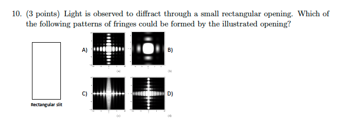 Solved 10. (3 points) Light is observed to diffract through | Chegg.com