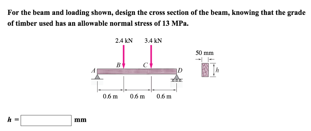 Solved For the beam and loading shown, design the cross | Chegg.com