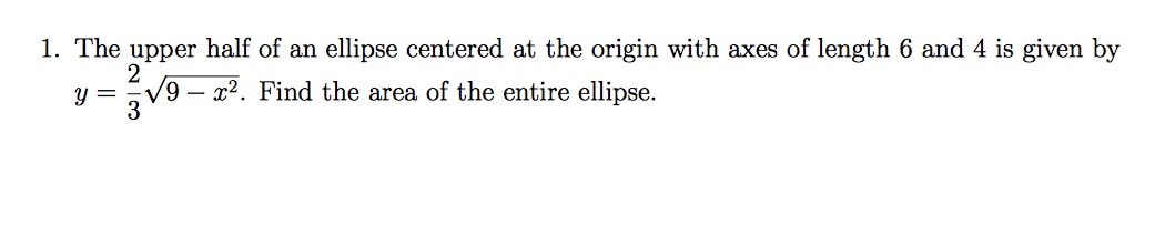 Solved The upper half of an ellipse centered at the origin | Chegg.com
