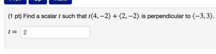 Solved (1 pt) Find a scalar t such that(4,-2) +亿-2) is | Chegg.com