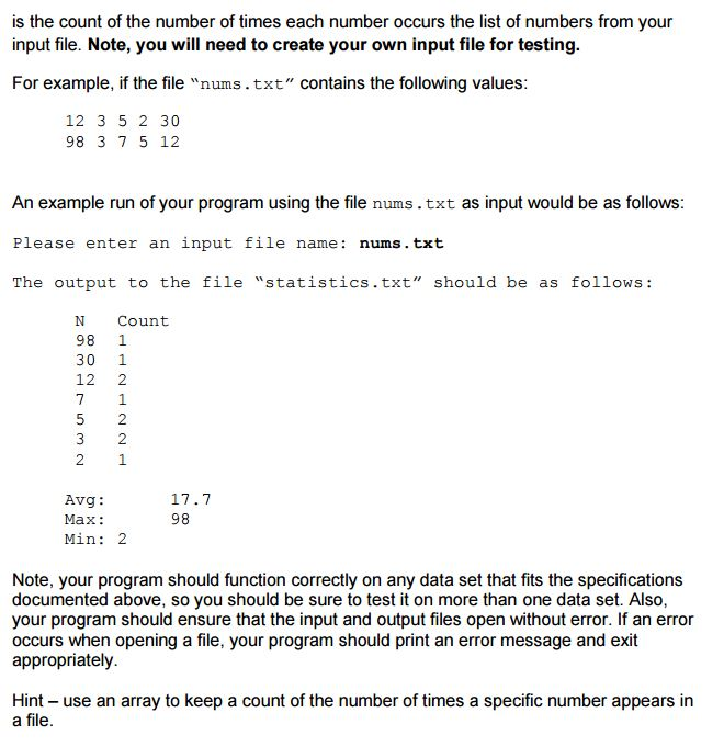 Solved Problem A: Computing statistics on a data set. Write | Chegg.com