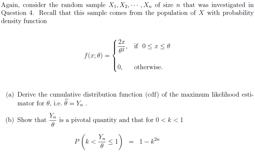 Solved Again, consider the random sample X_1, X_2, .., X_n | Chegg.com