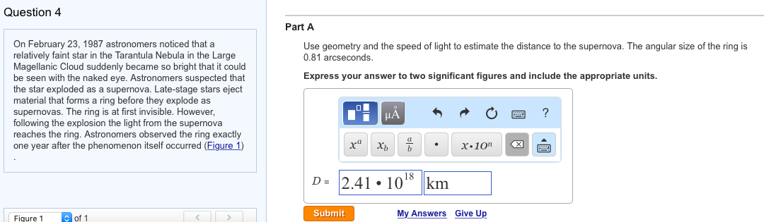Solved On February 23,1987 astronomers noticed that a | Chegg.com