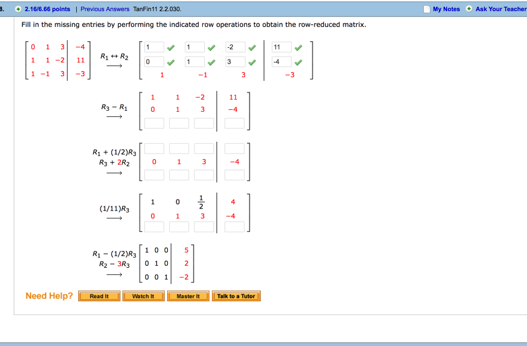 Solved Fill In the missing entries by performing the | Chegg.com