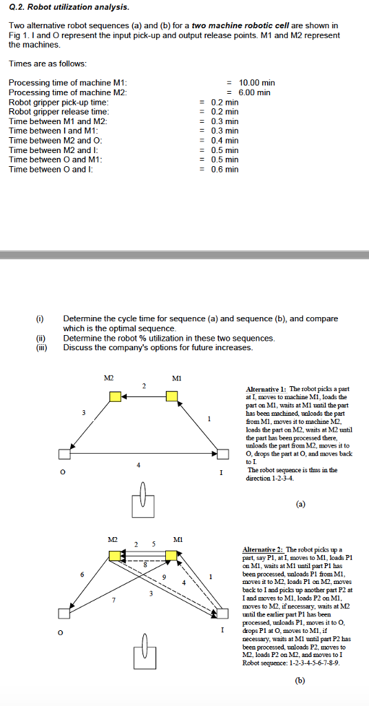 Q.2. Robot utilization analysis. Two alternative | Chegg.com