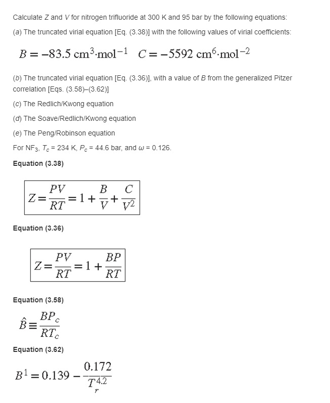 Solved Calculate Z and V for nitrogen trifluoride at 300 K | Chegg.com