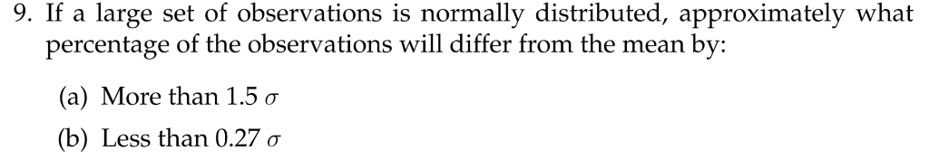 Solved 9. If a large set of observations is normally | Chegg.com