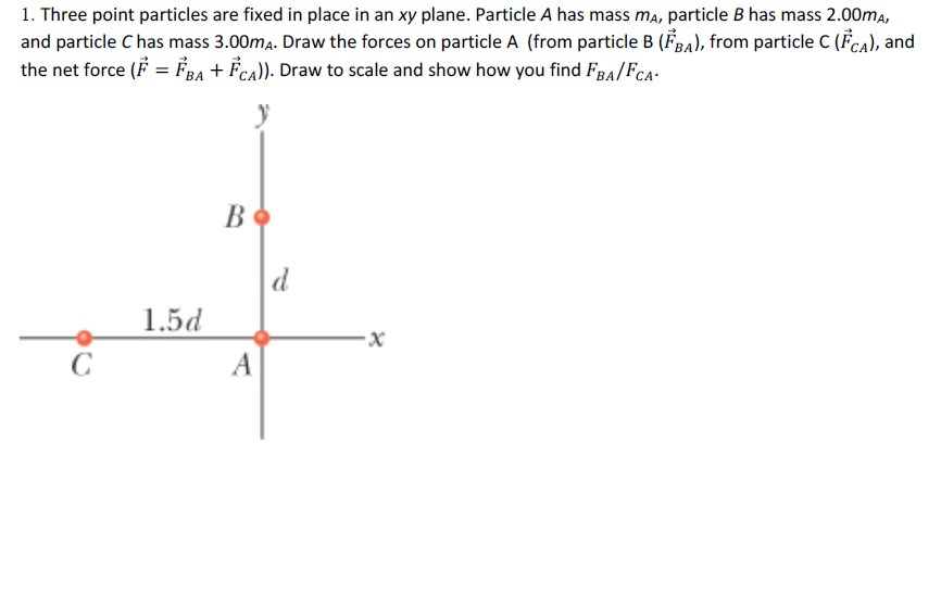 Solved 1. Three point particles are fixed in place in an xy | Chegg.com