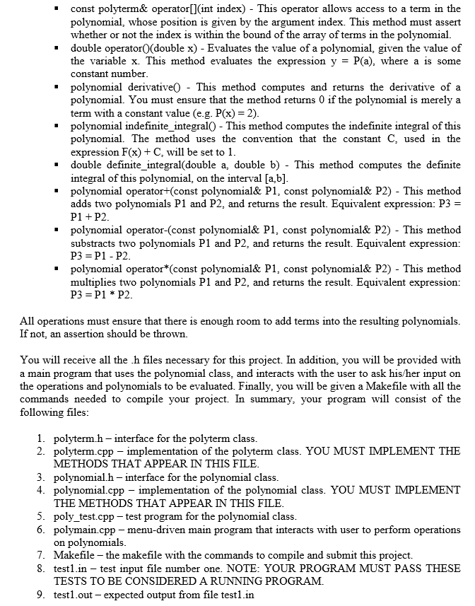 Solved Implementation Your implementation will consist of | Chegg.com