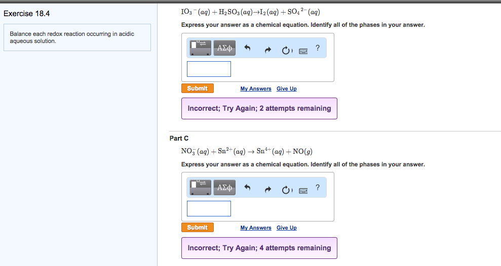 Solved Balance each redox reaction occurring in acidic | Chegg.com Solved Balance each redox reaction occurring in acidic | Chegg.com