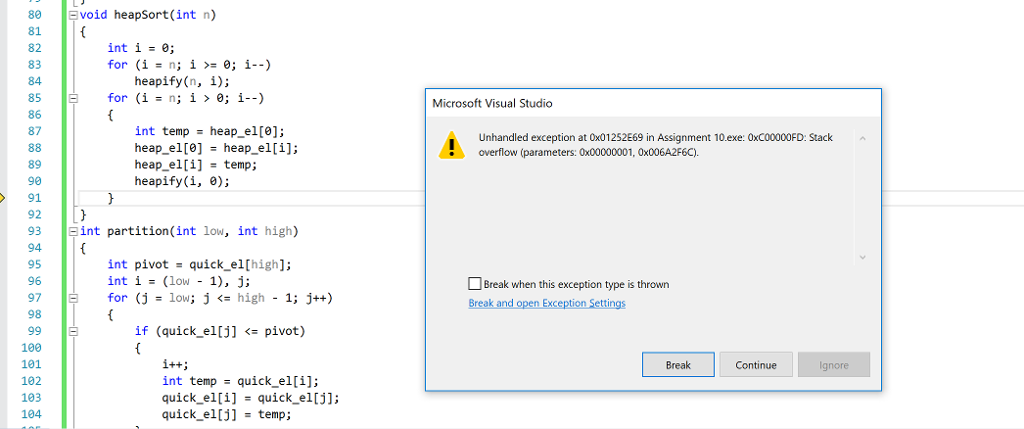 Solved Hi, I need help with my C++ code. It shows a stack | Chegg.com