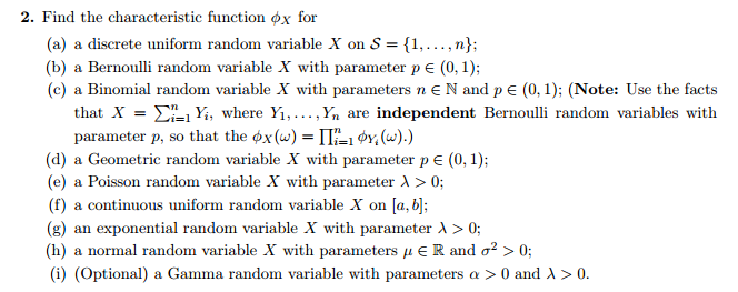 Solved Find the characteristic function phi x for a | Chegg.com