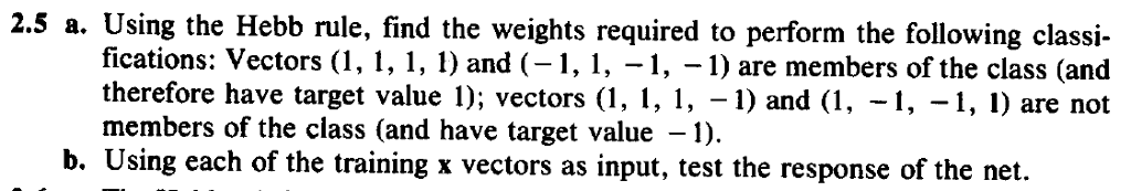 Solved A. Using the Hebb rule, find the weights required to | Chegg.com