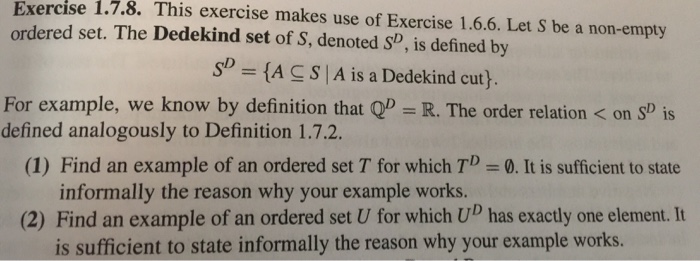 Solved (2) find an example of an ordered set U for which U^D | Chegg.com