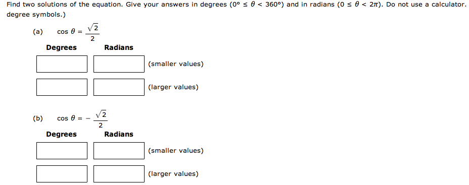 Solved Find two solutions of the equation. Give your answers | Chegg.com