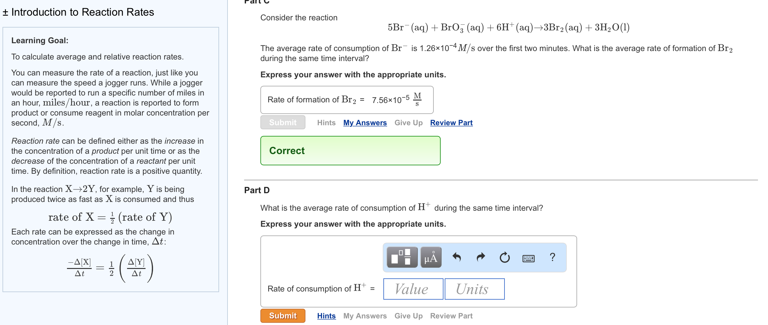 Solved Introduction to Reaction Rates Learning Goal: To | Chegg.com