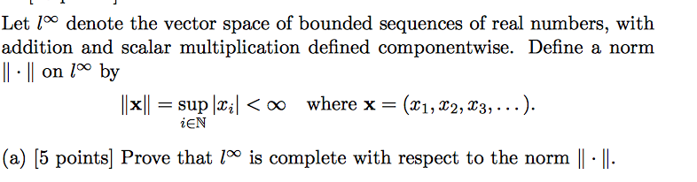 Solved Let l00 denote the vector space of bounded sequences | Chegg.com