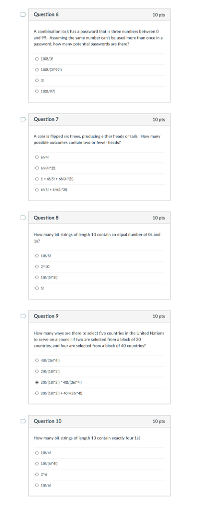 Solved Question 6 10 pts A combination lock has a password | Chegg.com