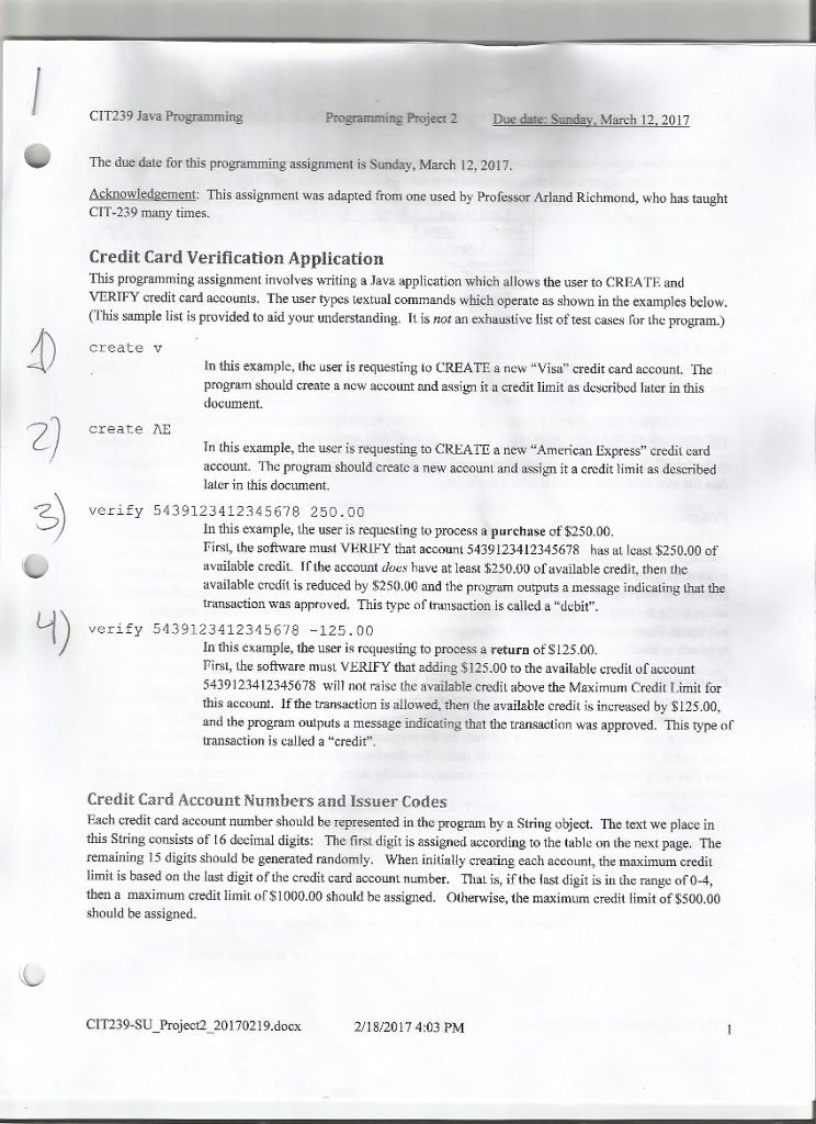 Solved CIT239 Java Programming Programming Project 2 Due | Chegg.com