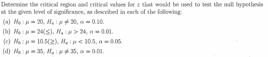 Solved Determine the critical region and critical values for | Chegg.com