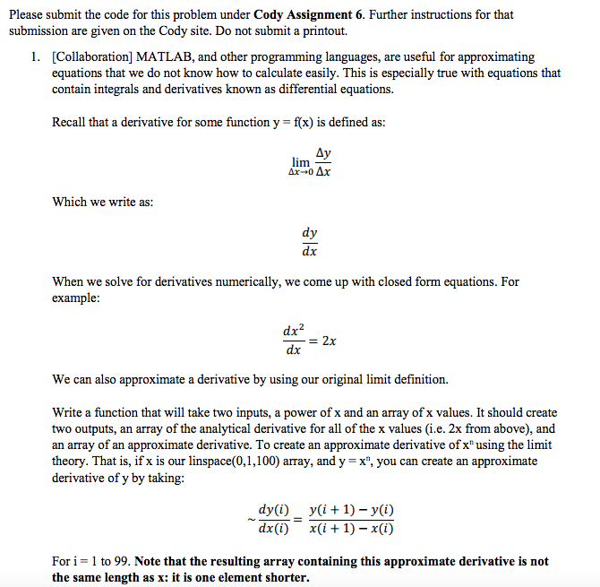 Solved Please submit the code for this problem under Cody | Chegg.com