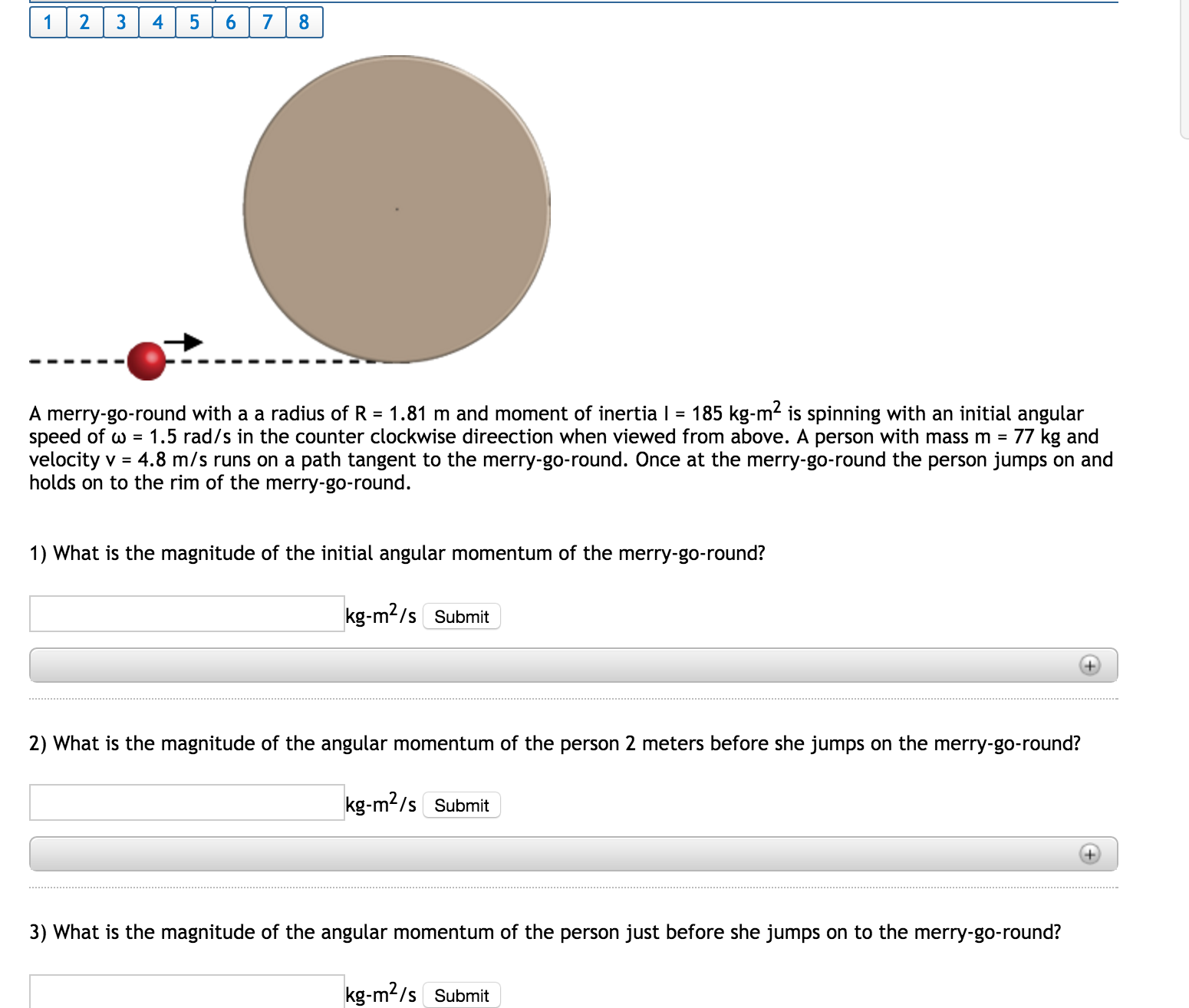 Solved 7) What is the angular speed of the merry-go-round | Chegg.com