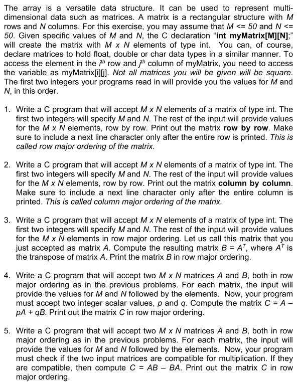 Solved The array is a versatile data structure. can be used | Chegg.com