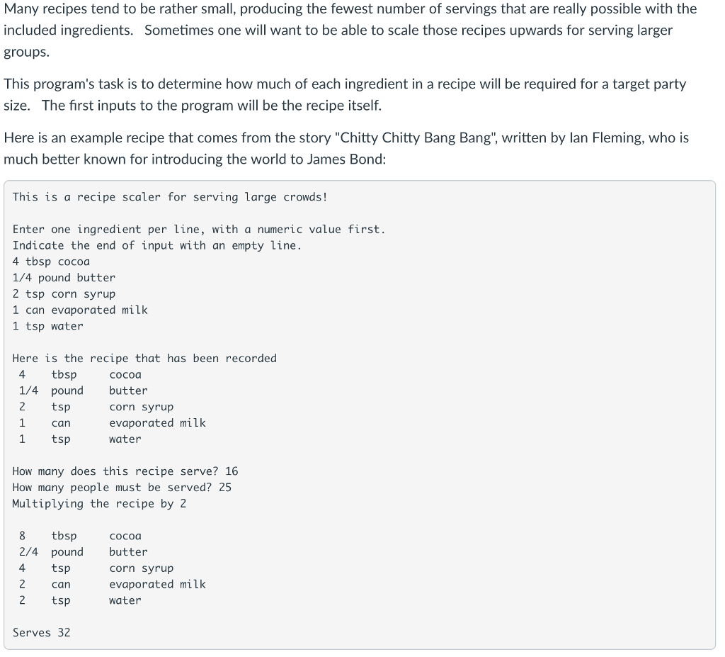 Solved Many recipes tend to be rather small, producing the | Chegg.com