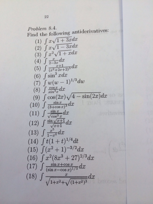 Solved Find the following antiderivatives: | Chegg.com