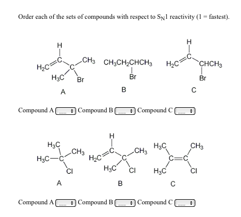 Solved Order each of the sets of compounds with respect to | Chegg.com