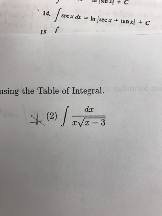 Solved integral dx/x squareroot x - 3 | Chegg.com