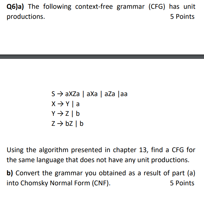 Solved Q6)a) The following context-free grammar (CFG) has | Chegg.com