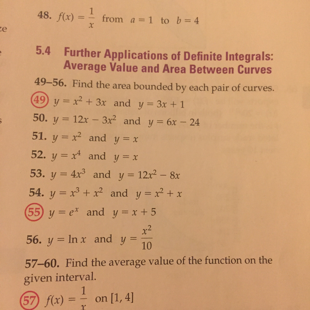 Solved Further Applications of Definite Integrals: Average | Chegg.com