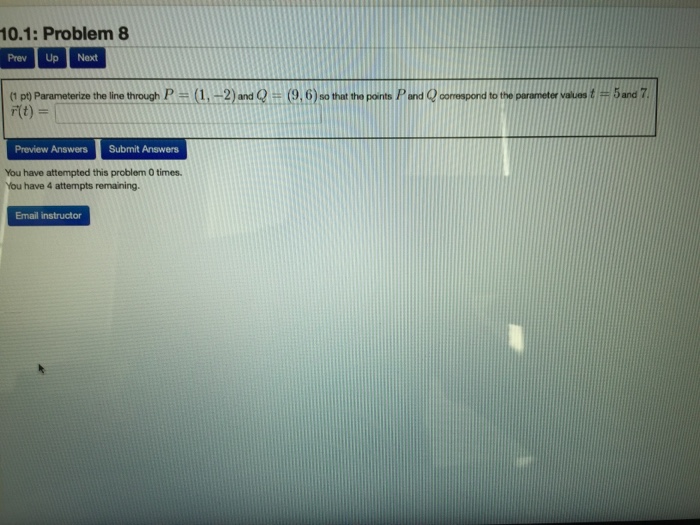 Solved Parameterize the line through P = (1,-2) and Q = | Chegg.com