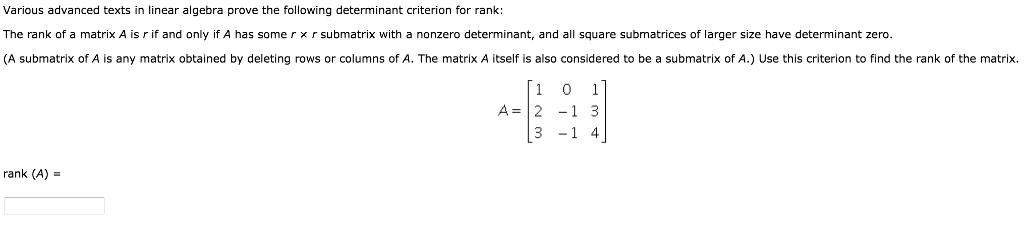 Solved Various advanced texts in linear algebra prove the | Chegg.com