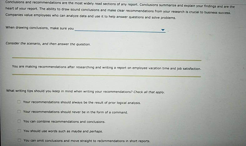 Solved Conclusions and recommendations are the most widely | Chegg.com