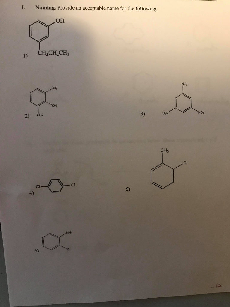 Solved Naming. Provide an acceptable name for the following | Chegg.com