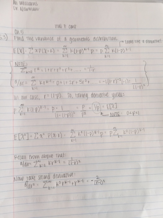 Solved Find the variance of a geometric distribution. I've | Chegg.com