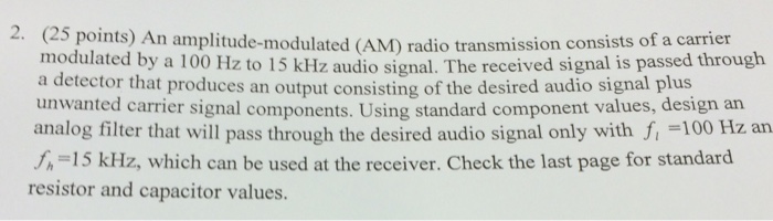 Solved An amplitude-modulated (AM) radio transmission | Chegg.com