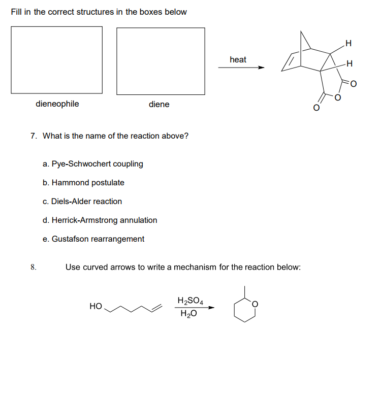 Solved Fill in the correct structures in the boxes below | Chegg.com