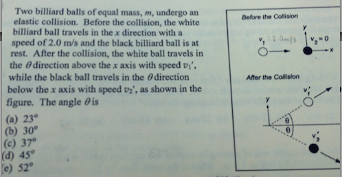 Solved Two billiard balls of equal mass undergo an elastic | Chegg.com