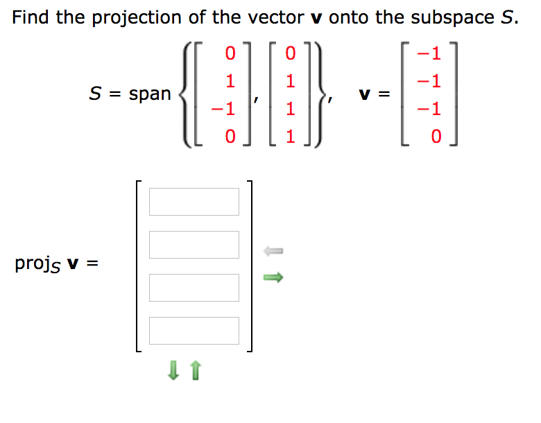 Solved Find the projection of the vector v onto the subspace | Chegg.com