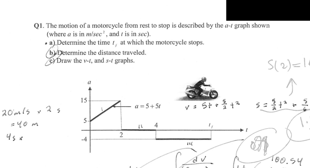 Solved The motion of a motorcycle from rest to stop is | Chegg.com