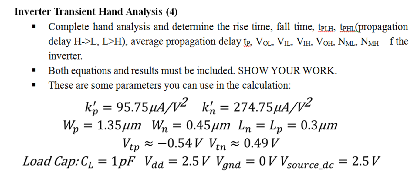 Solved Inverter Transient Hand Analysis (4) Complete hand | Chegg.com